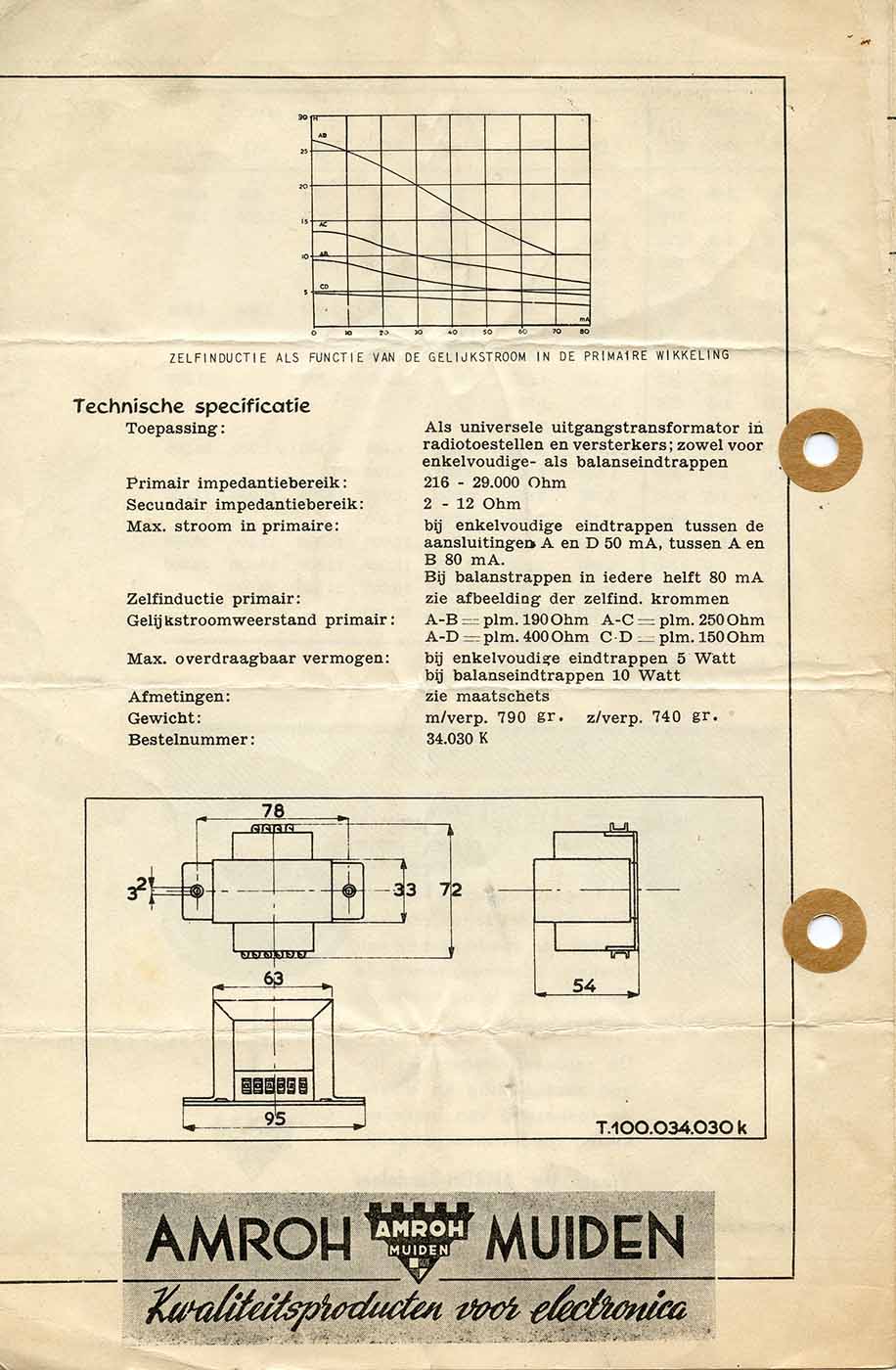 Amroh voedingstrafos, uitgangstrafos en smoorspoelen